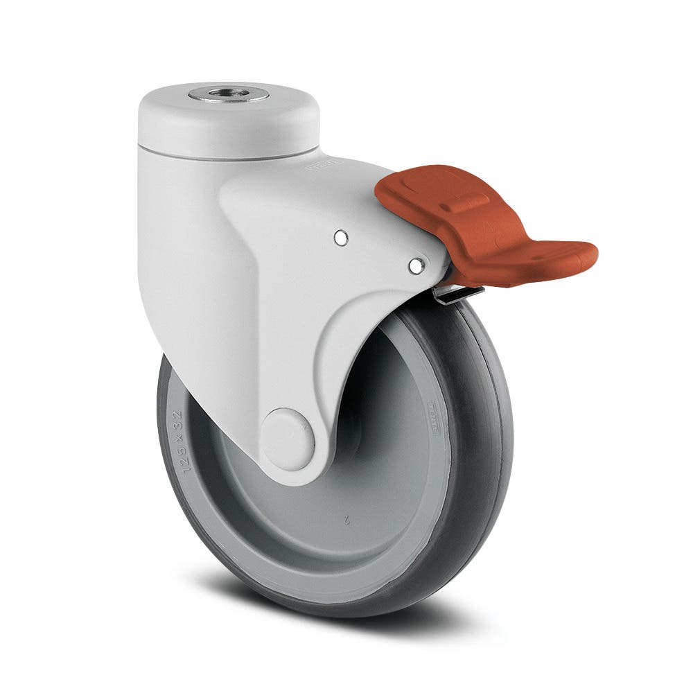 Swivel castor with total lock 3.94 in | Solid rubber, non-marking ...