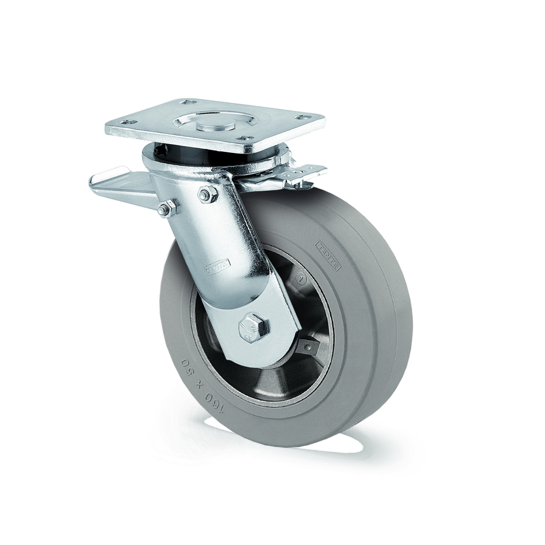 Swivel castor with total lock, head end of castor 7.87 in | Elastic ...